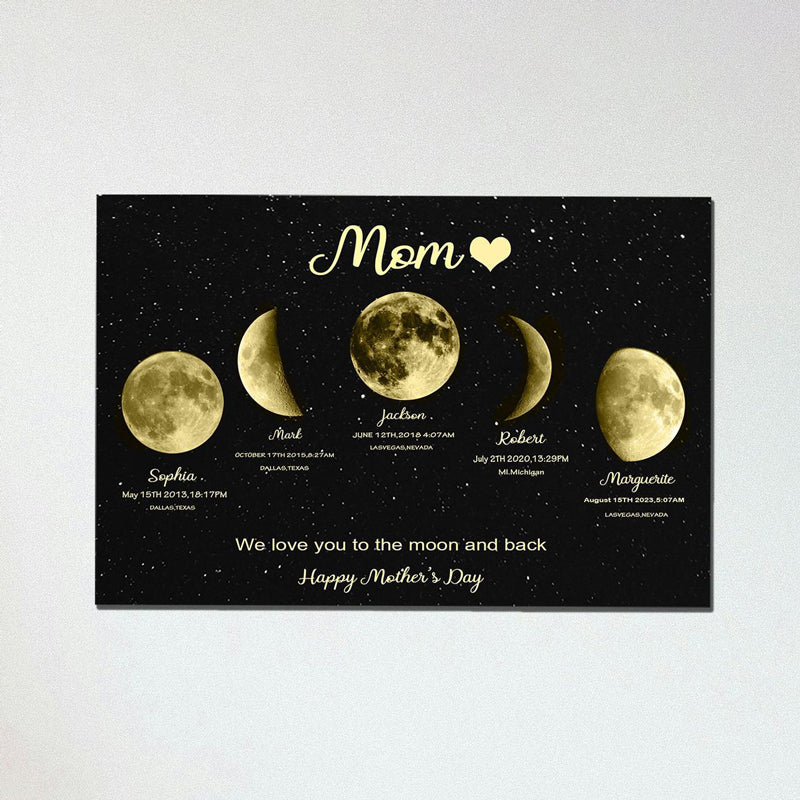 Custom Moon Phase Frame With Text & Date- Custom Art Frame for Mom/Mom
